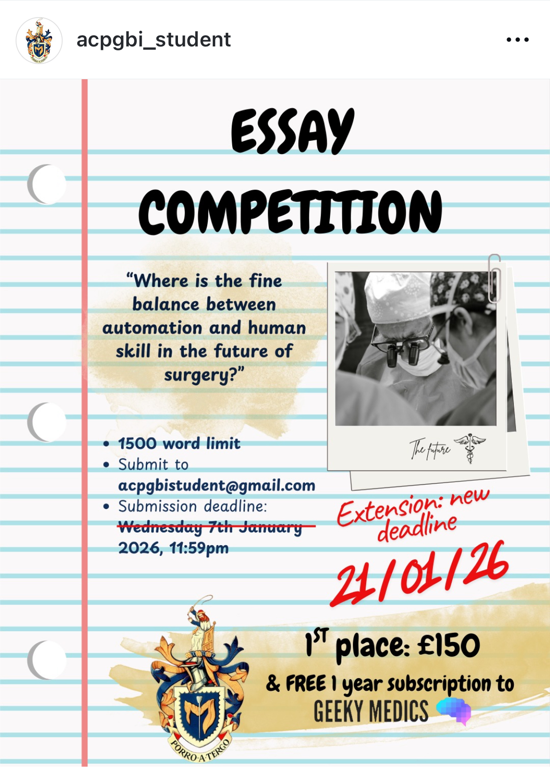 ACPGBI - Essay Competition £150 Prize - ICSMSU